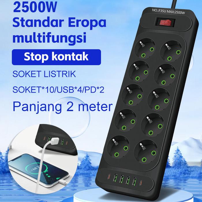 Promo OPTIVIA 2500W Stop Kontak USB Kabel Serbaguna Multiguna Panjang 2 ...