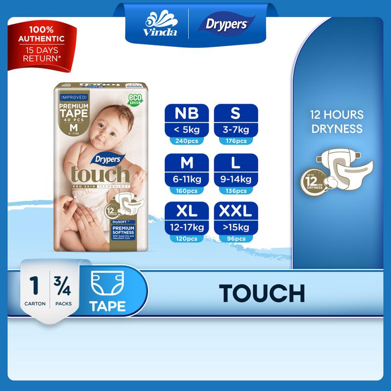 Drypers Touch Baby Diapers NB80/ S44 (3/4 Packs) - TikTok Shop Malaysia