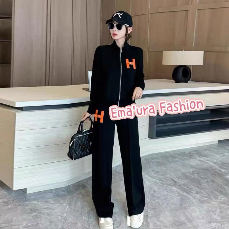 DAVINA Set Knit 2 Helai Wanita – Jaket Zip + Seluar Panjang - TikTok ...
