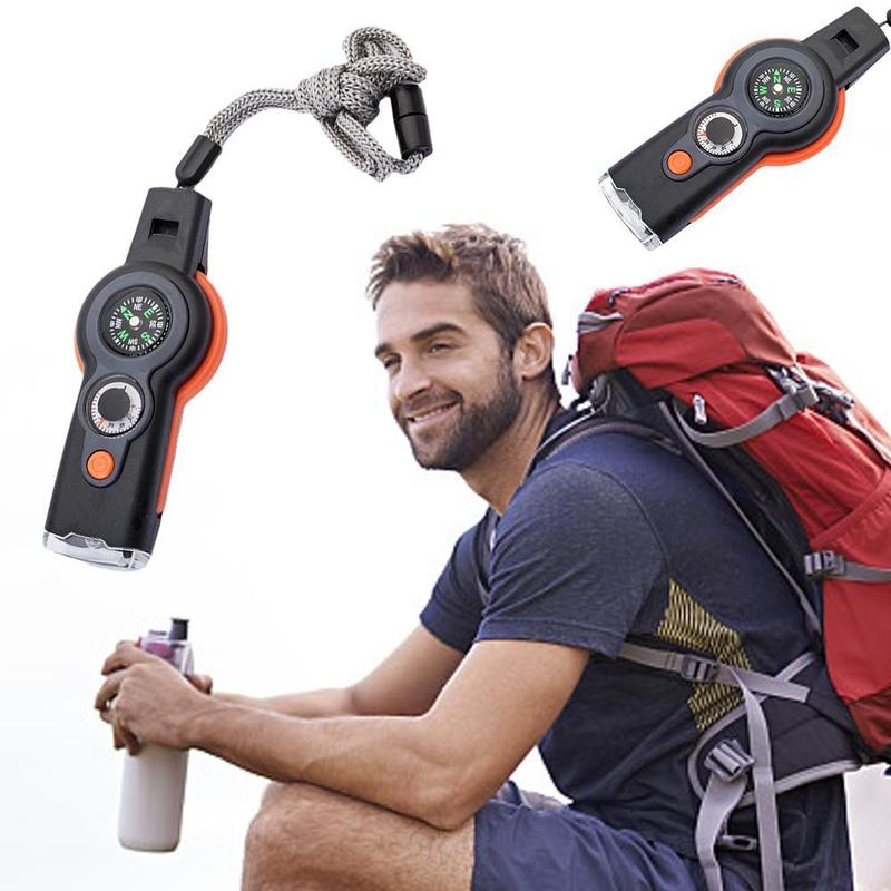 Multifunction 7 In1 Outdoor Survival Whistle Keychain With Compass ...