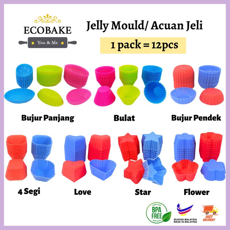 ECOBAKE Acuan Jeli Jelly Mould - 1 Pack = 12pcs, BPA Free, Kitchenware ...
