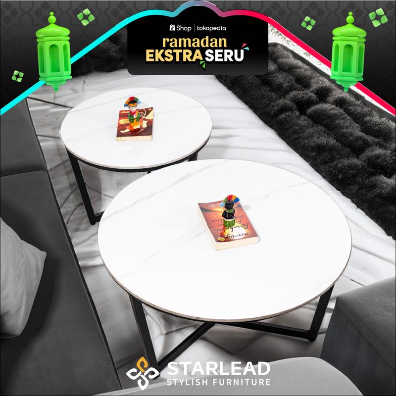 STARLEAD Meja Tamu Bulat Minimalis Sintered Stone | Meja Tamu - Shop ...