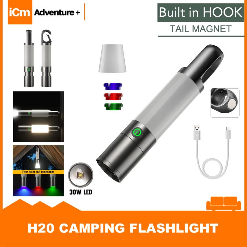 H20 LED Torchlight 1000LM Waterproof IPX4 Type C USB Rechargeable ...