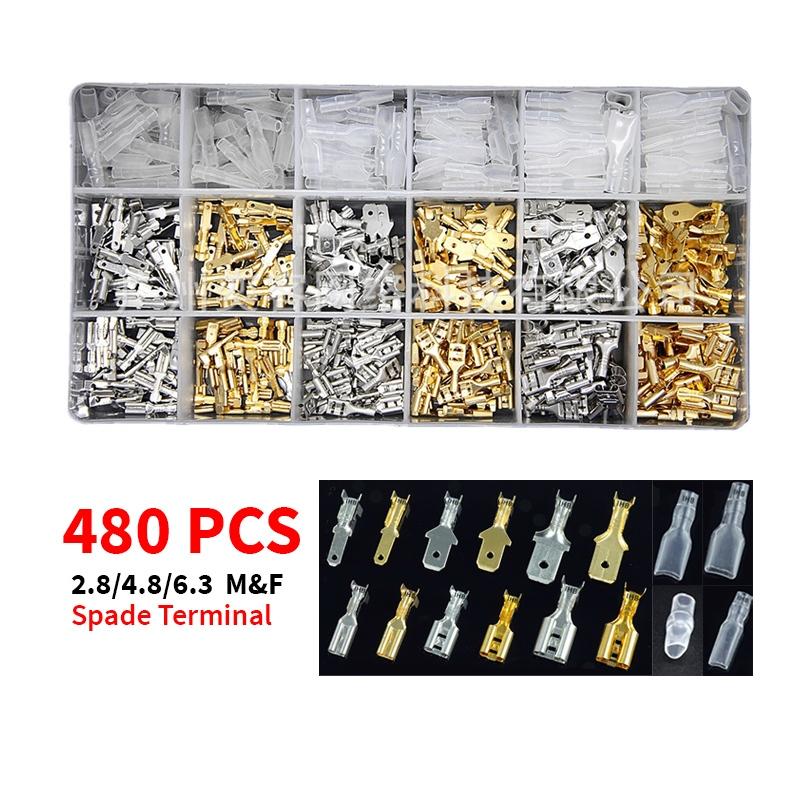 480pcs 2.8/4.8/6.8mm spade terminal electric wire terminal crimper ...