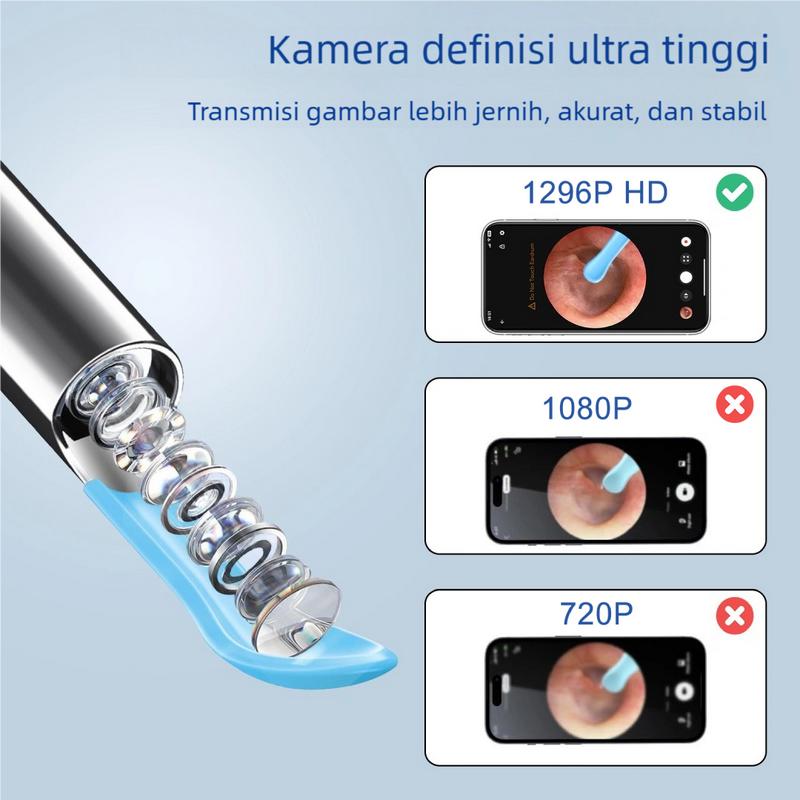 1296P Pembersih Telinga Dengan Kamera LED Waterproof Smart Visual Stick ...