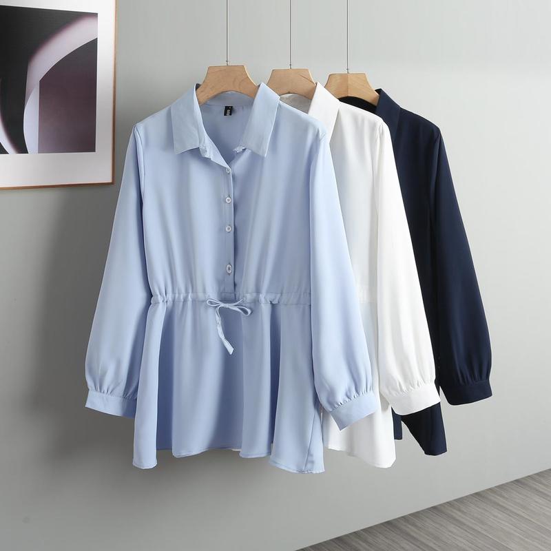 Blaus Sifon, untuk Wanita Hamil, Baju Atasan Panjang, Blaus Bersaiz ...