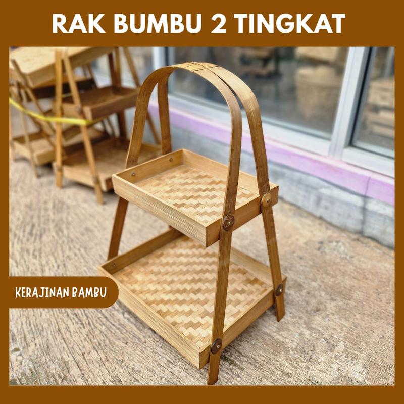 KERAJINAN BAMBU - Rak Bumbu Bambu 2 Susun Estetik Minimalis - Shop ...