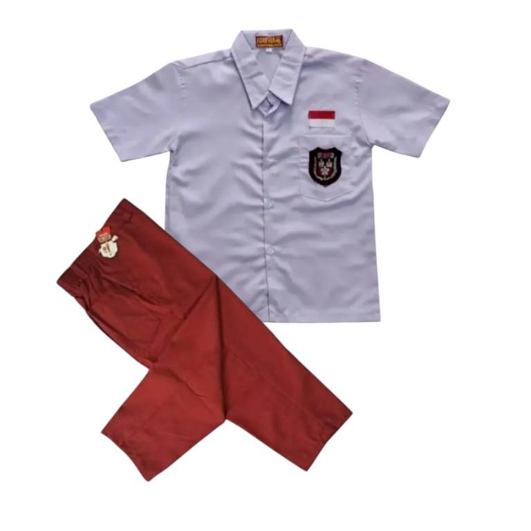 SERAGAM SEKOLAH SD BAJU PENDEK DAN CELANA PANJANG MERAH Set Fashion ...