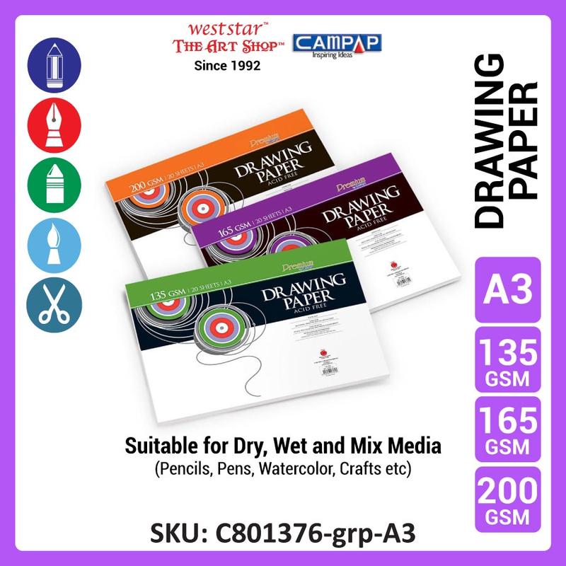 [Weststar TAS] A3 Campap Drawing Paper, Drawing Block (20sheets ...