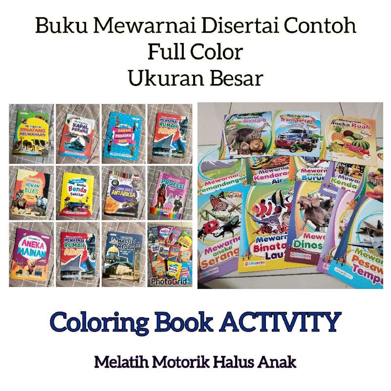 Coloring Book Activity Buku Mewarnai dengan Contoh Warna Ukuran - Shop ...