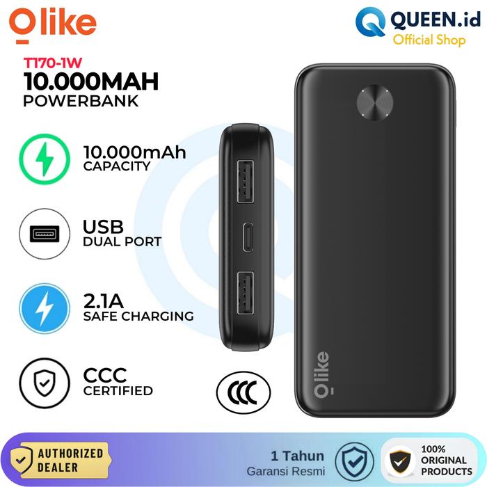 Jual Olike T170-1W Powerbank 10000mAh DUAL USB PORT 5V 2.1A Safe ...