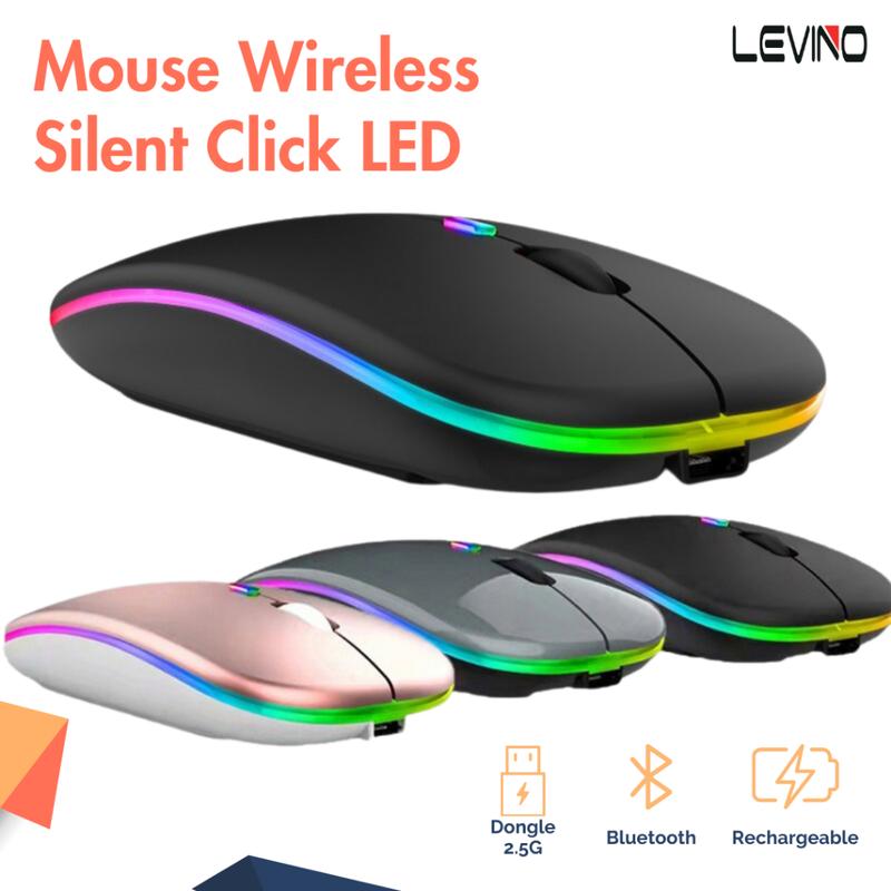 2.4Ghz RGB Bluetooth Rechargeable Mouse Wireless Mute LED Backlight ...