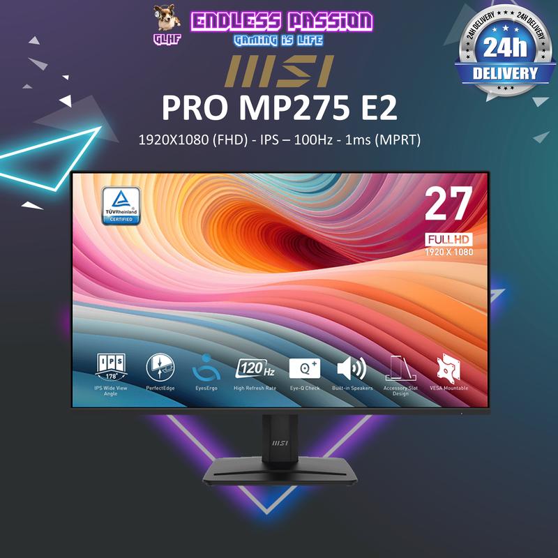 MSI Pro MP275 E2 27" Full HD 120Hz 1ms (MPRT) Productivity Monitor ...