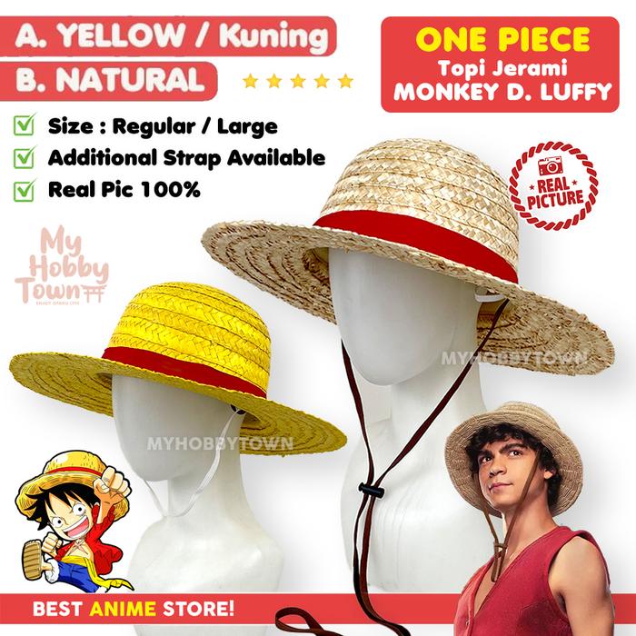 Promo Topi Jerami One Piece Luffy Kuning Natural - Natural - Tali ...