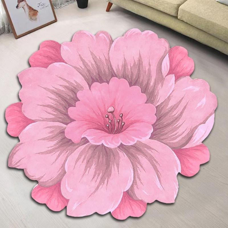 Pink Peony Flower Shape Area Rugs Plush Fluffy Round Rug for - TikTok ...