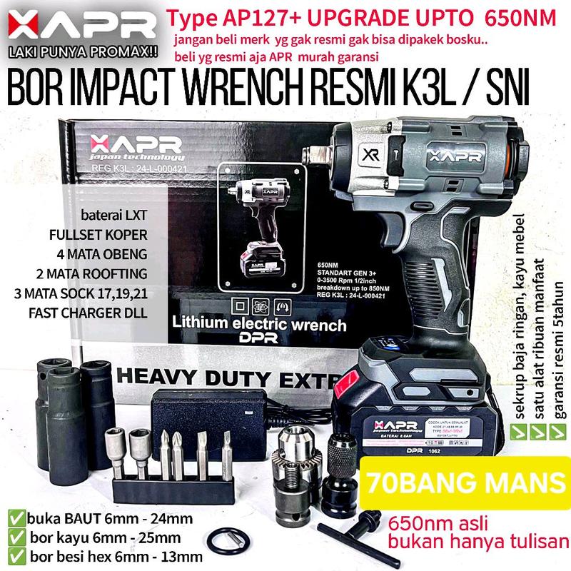 APR BOR IMPACT WRENCH AP127+ 650NM BODY KECIL TENAGA BESAR PEMBUKA ...