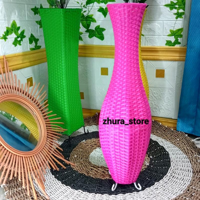 Guci rotan sintetis 70cm pink/pot bunga sudut - Shop | Tokopedia