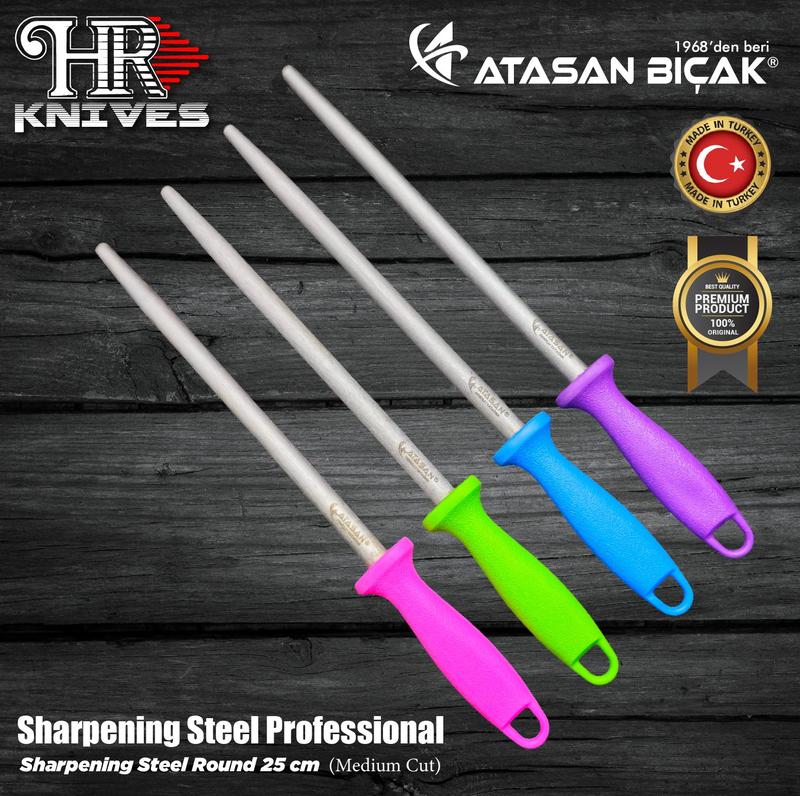 Atasan Sharpening Steel - Round 25 cm Medium-cut Traditional Butcher's ...
