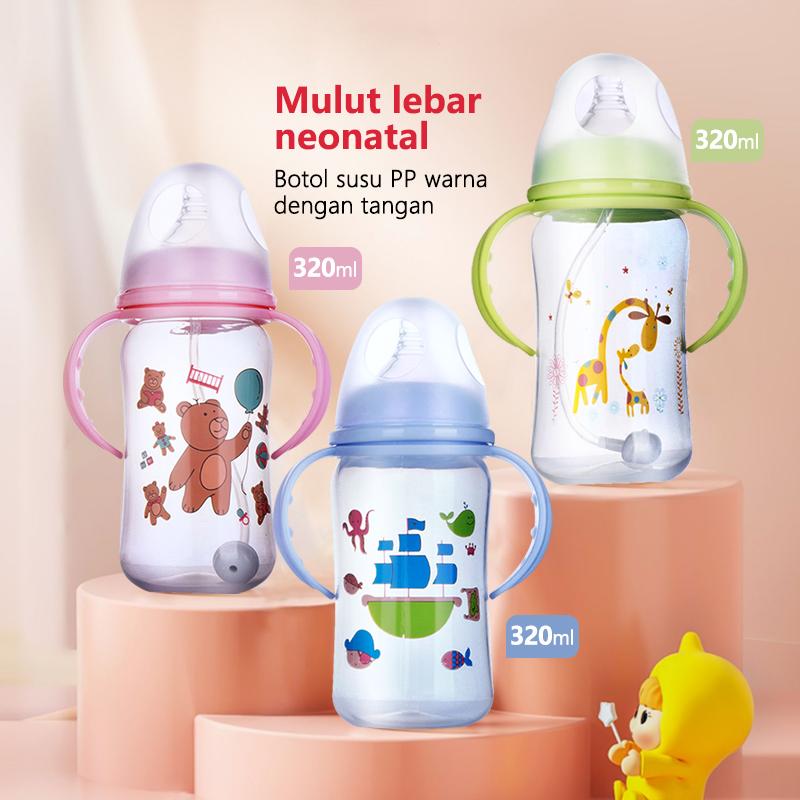 320ml Botol Dot Mulut Lebar Polka Dot Susu dengan Pegangan Dot - Shop ...