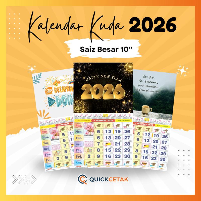 Kalendar Kuda 2026 Lengkap Cuti Umum & Cuti Sekolah Saiz 10 Inci ...