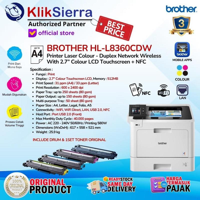 BROTHER HL-L8360CDW L8360 Printer Laser Colour 31ppm Duplex Wireless ...