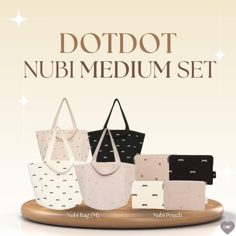 DOTDOT Nubi Bag Ribbon / Heart (M) & Nubi Mini Pouch Bundle Set (4 ...