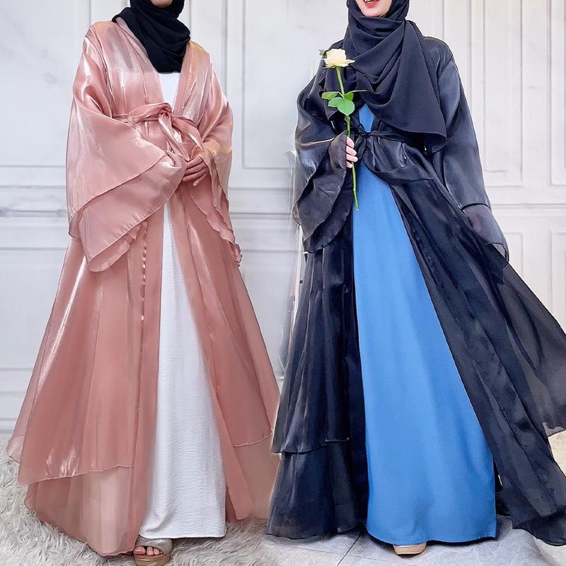1432# New Flowy Light Shiny Silk Two Layers Loose Sleeves Classy ...
