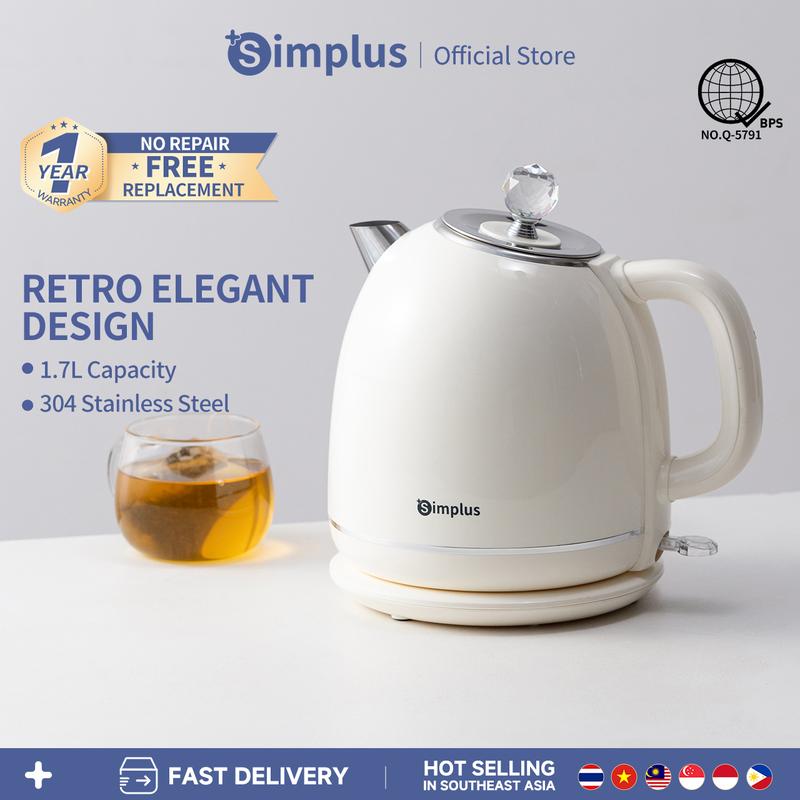【HOT】Simplus 1.7L Electric Kettle Retro Elegant Double-Layer - TikTok Shop Philippines