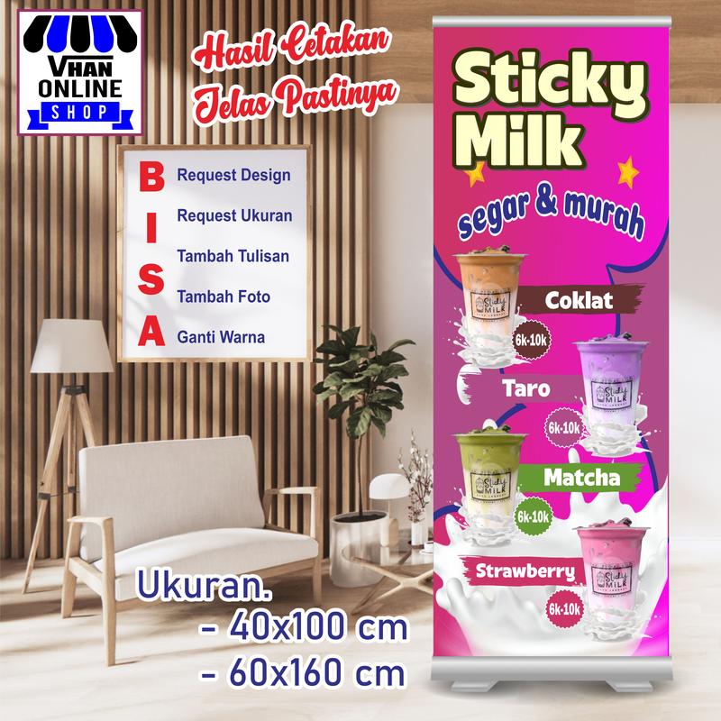 Cetak Spanduk Banner Sticky Milk Viral Bahan Kuat - Shop | Tokopedia