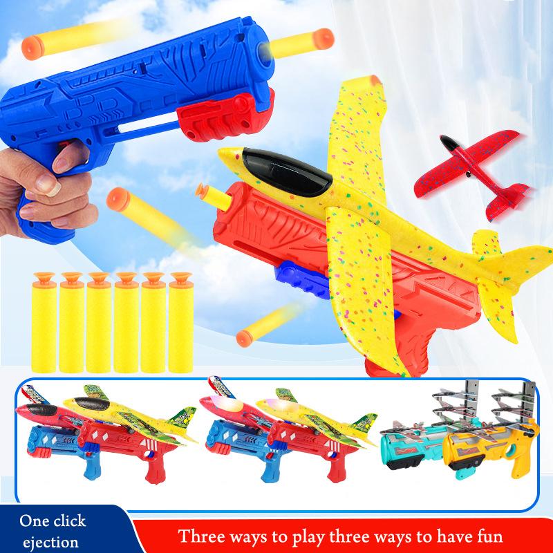 Explosive 3-in-1 catapult aircraft launches children's toy foam ...
