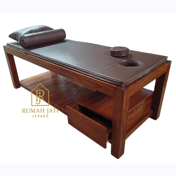 Jual Massage Bed Kayu Jati Meja Pijat Ranjang Terapi Bed Spa dengan Rak ...
