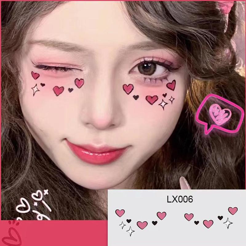 Cute Sweetheart Girl Makeup Face Sticker Pink Hear Star Love - TikTok ...