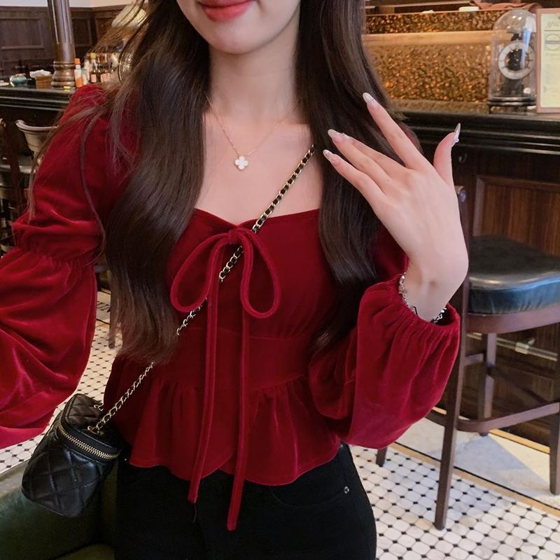 Baju baldu merah Tahun Baru untuk wanita, baju lengan panjan - TikTok ...