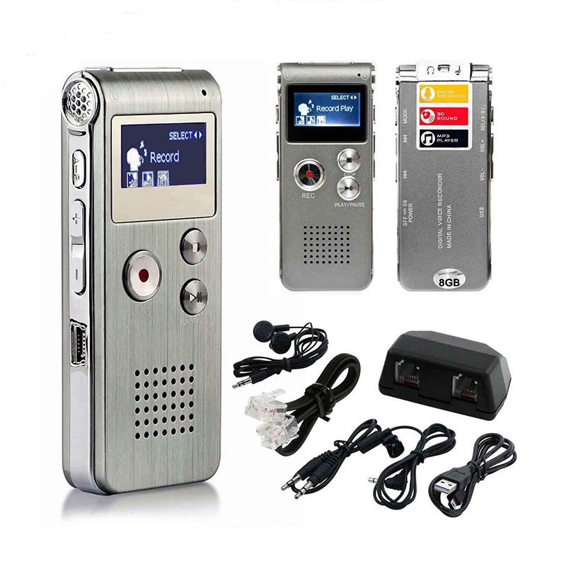 8GB Voice Recorder MP3 Player Mini Sound Audio Recorder Professional ...