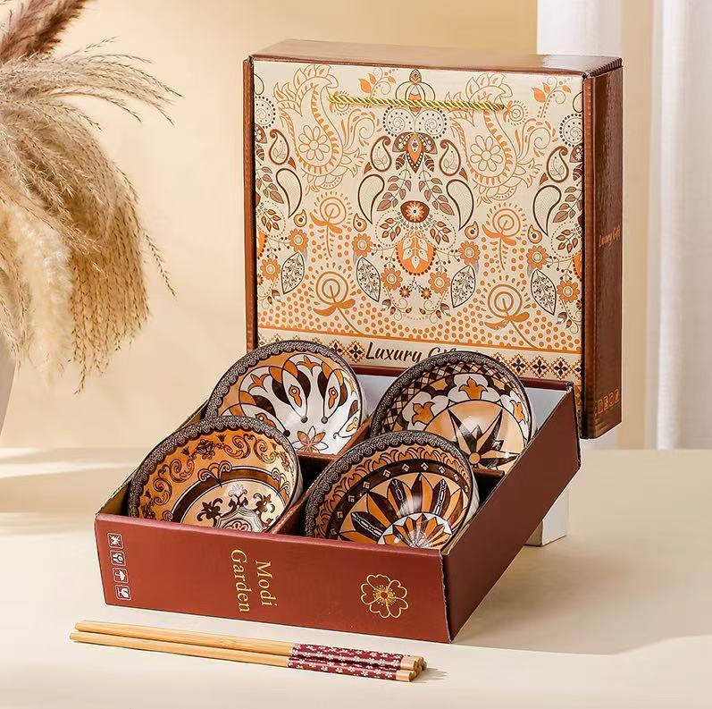 Mangkok makan set 4 dilengkapi dengan sumpit bambu set mangkok - Shop ...