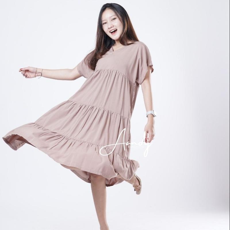 Dress Busui Wanita Lengan Pendek Motif Ruffle - Shop | Tokopedia