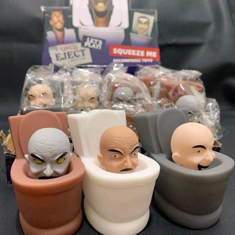 052 Figur Mini Skibidi Toilet Squishy, Pencet Mainan Pop It Silikon ...