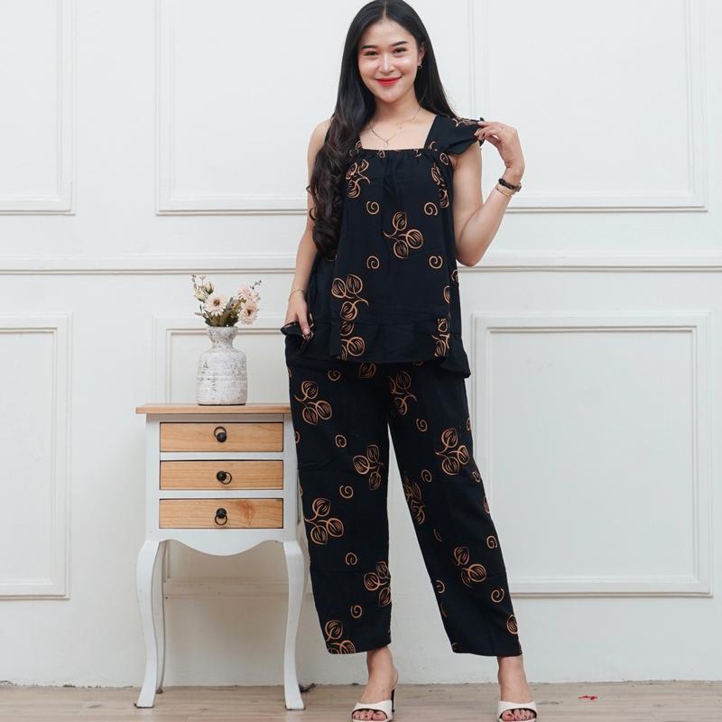 Setelan Celana Daster Yukensi Tali Satu Tanpa Lengan Jumbo Baju Tidur Wanita Bumil Busui Rayon ...