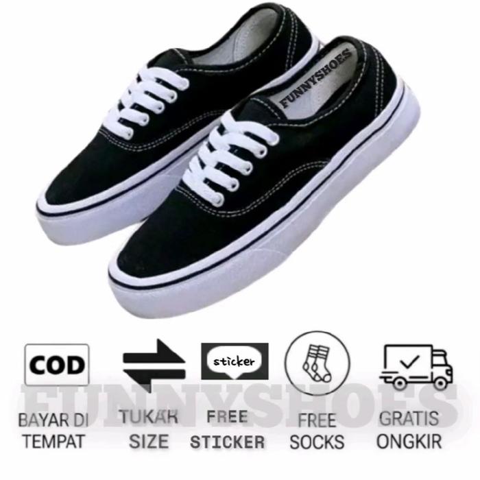 Jual Sepatu Vans Era Authentic Hitam sepatu sekolah skater sepatu ...