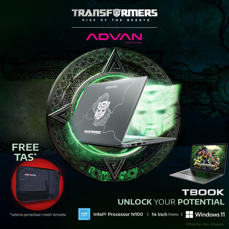 (FREE TAS) ADVAN TBOOK X Transformers 14" inch Intel N100 4GB/128GB ...