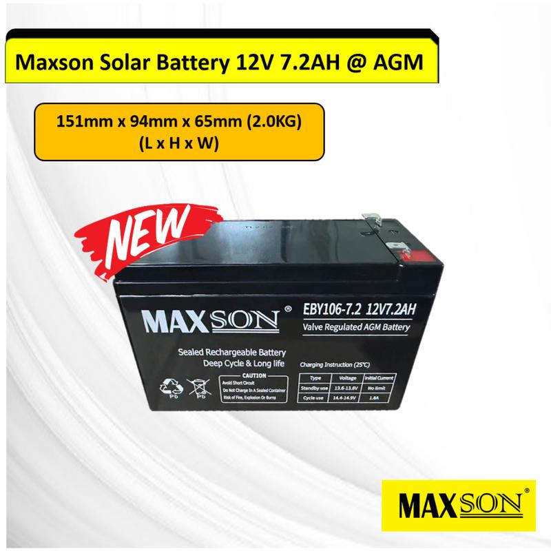 Crilight Maxson Solar Battery 12V 7.2AH @ AGM New!! - TikTok Shop Malaysia