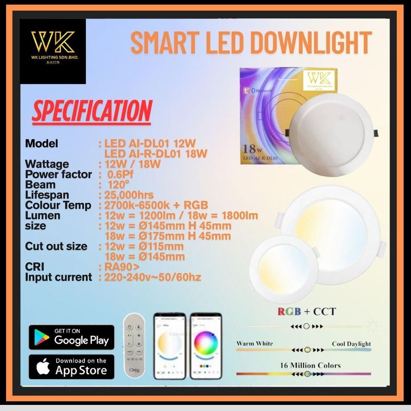 Oritz AI LED Smart Downlight 4" 6" 12W/18W Round Square LED RGB ...