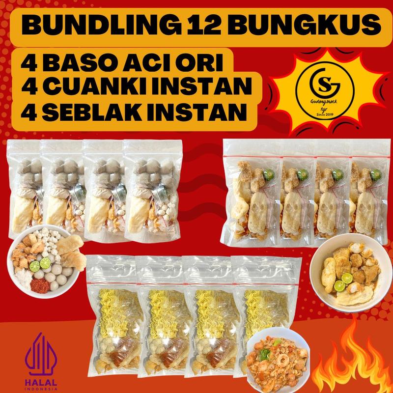 BUNDLING 12 [ 4 BUNGKUS SEBLAK INSTAN,4 BASO ACI,4 CUANKI INSTAN ...