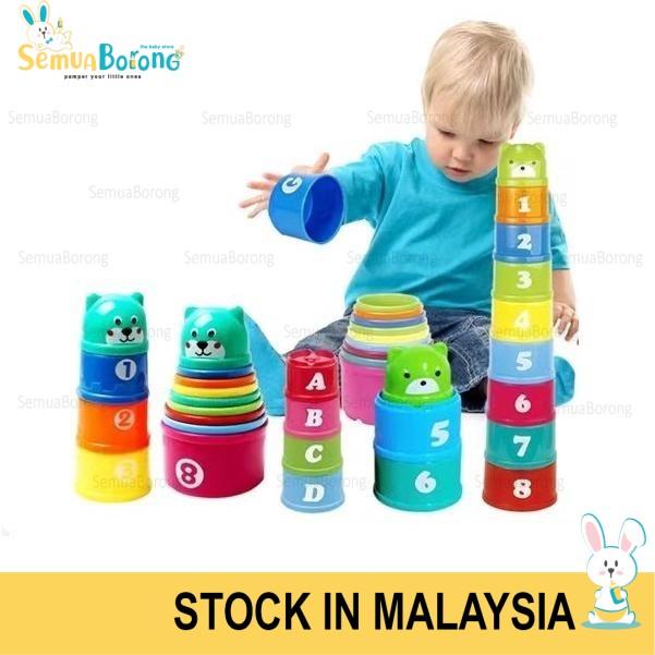 9pcs Baby Stacking Cups Towers Toys With Numbers And Alphabe - TikTok ...