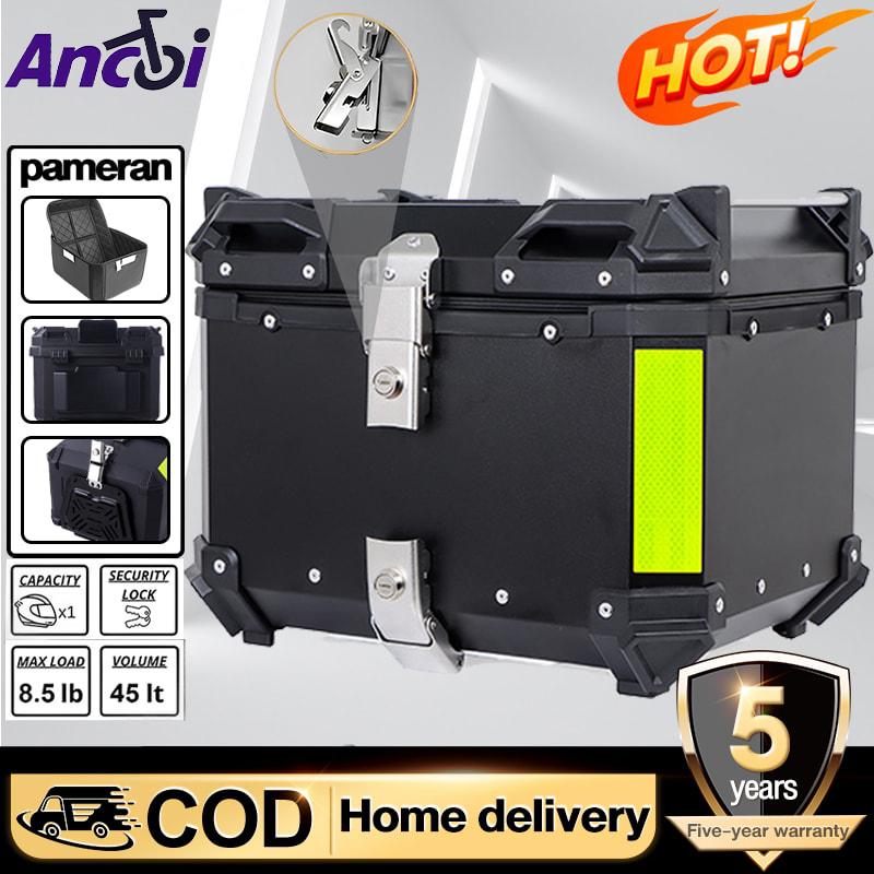 【Anchi】 Kotak Belakang Motor Paduan Aluminium | Kapasitas 45L |Kunci ...