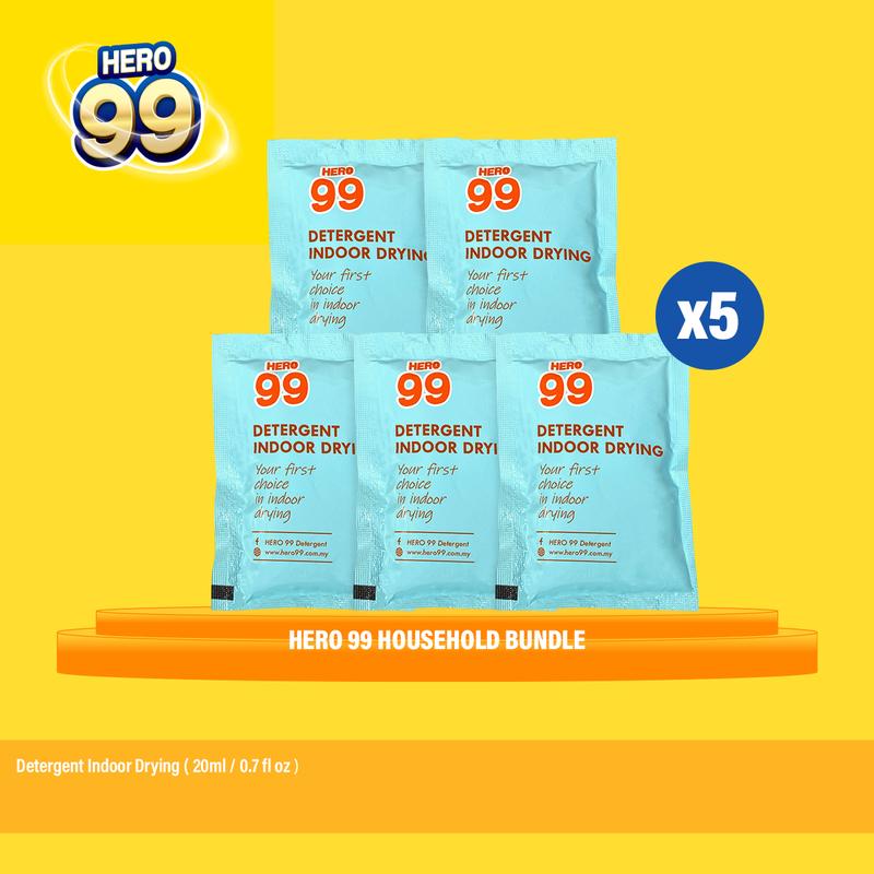 HERO 99 Pack Detergent Indoor Drying 20ml X5 - TikTok Shop Malaysia