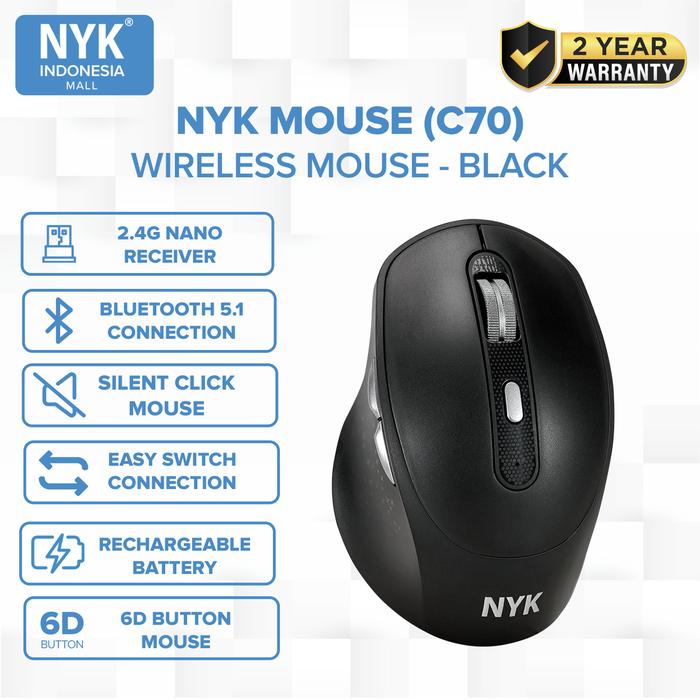 Promo NYK Mouse C70 Silent Click Dual Mode Bluetooth Wireless ...