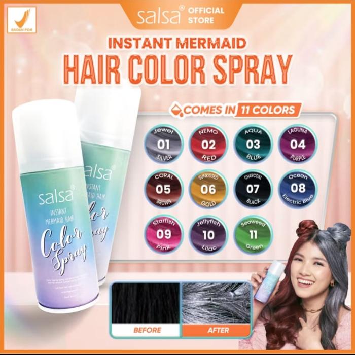 Jual Salsa Semir Rambut Temporal Instant Mermaid Hair Color Spray 80ml ...