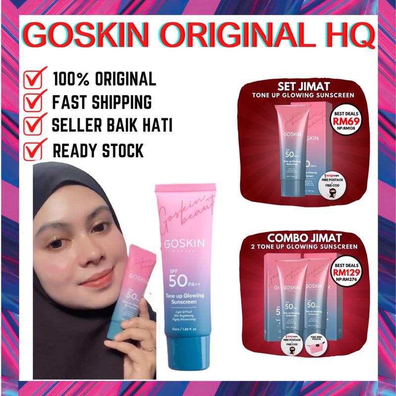 GOSKIN TONE UP GLOWING SUNSCREEN ORIGINAL HQ PENGHANTARAN PANTAS ...