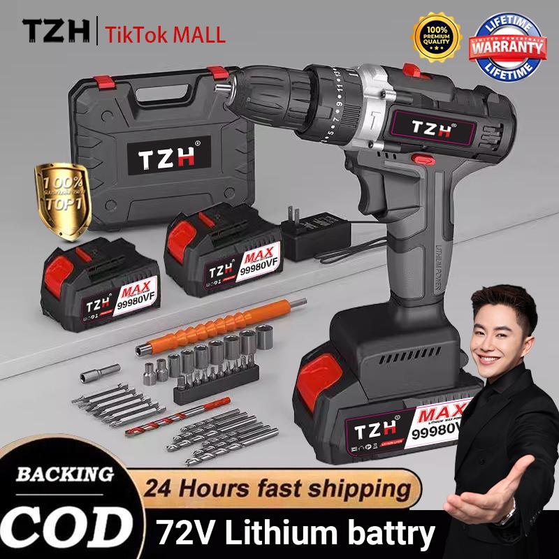 รับประกัน 10 ปี TZHคุณภาพเยอรมัน สว่านไร้สาย 3 โหมด มีแบต2ก้อน - TikTok ...